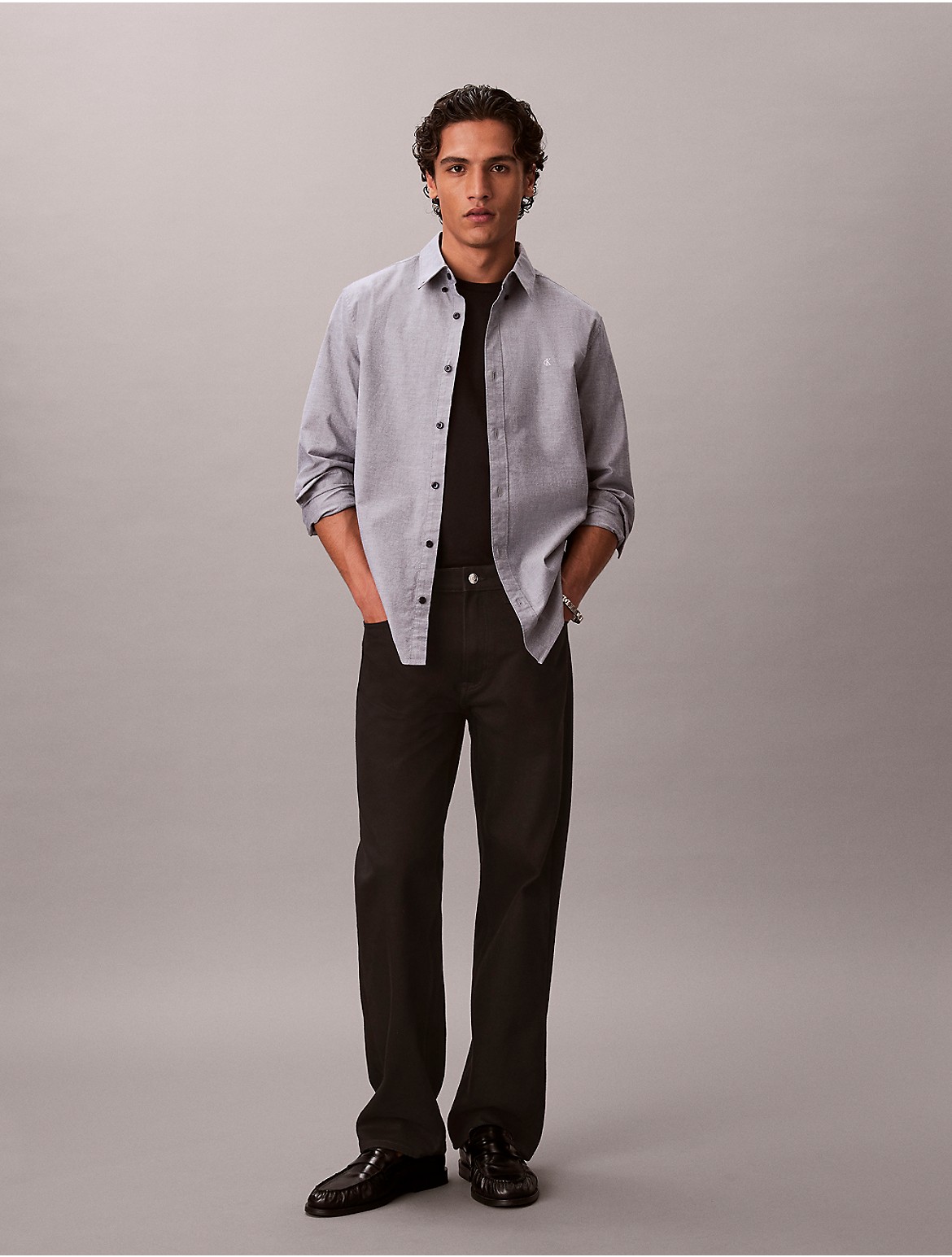 CALVIN KLEIN calvin klein solid classic oxford button-down shirt